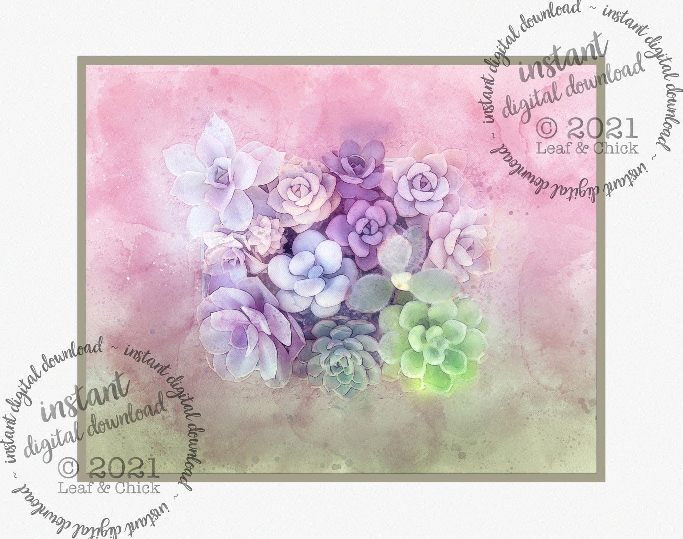 Dreamy Succulent Watercolour | INSTANT DOWNLOAD | 1013 – Leaf and Chick